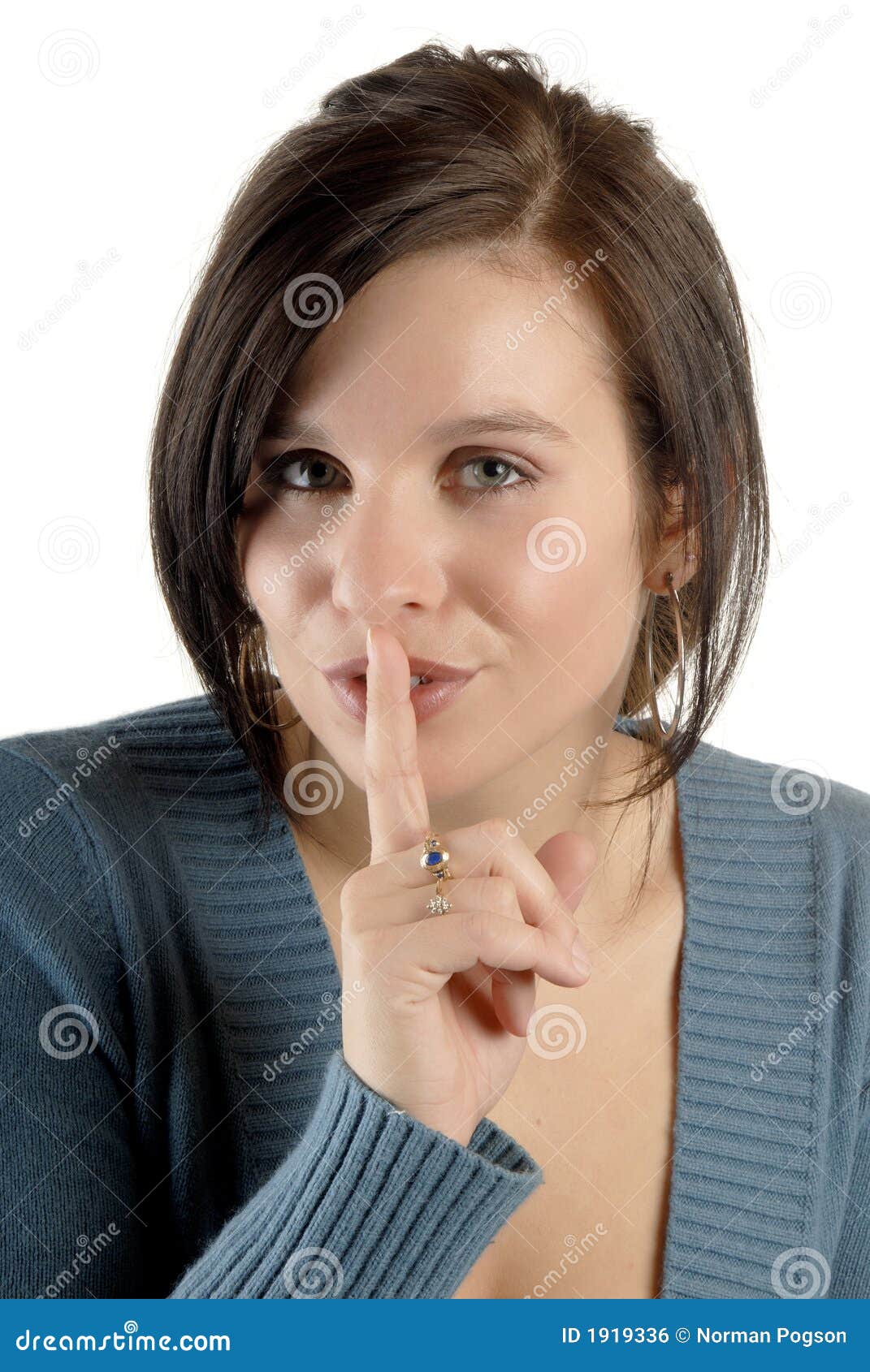 Quiet Please stock photo. Image of portrait, woman, happy - 1919336