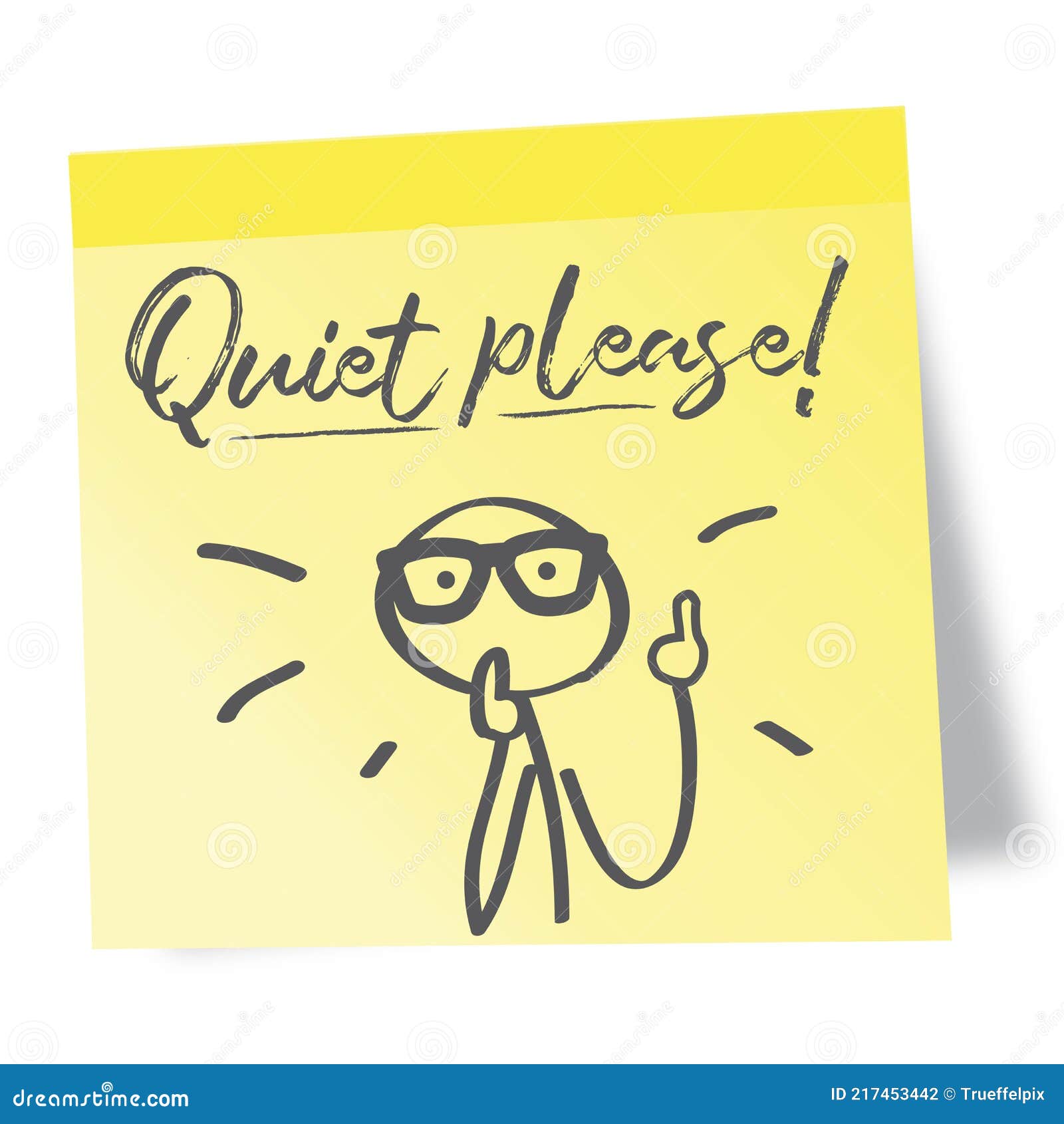 Quiet Please - Sticky Sticker with Text and Illustration Isolated on ...