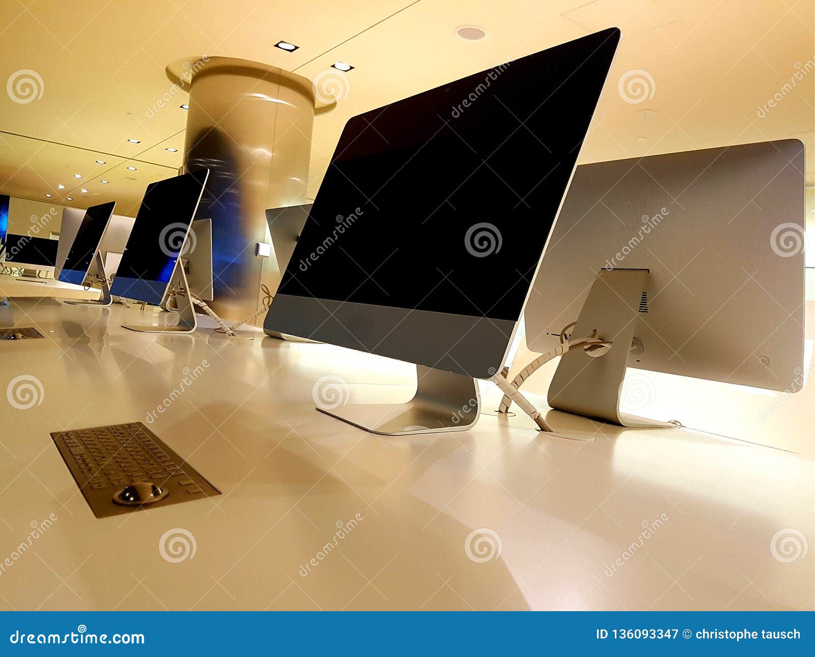 Quiet and Relaxing Working Environment. Computers in an Open Space ...