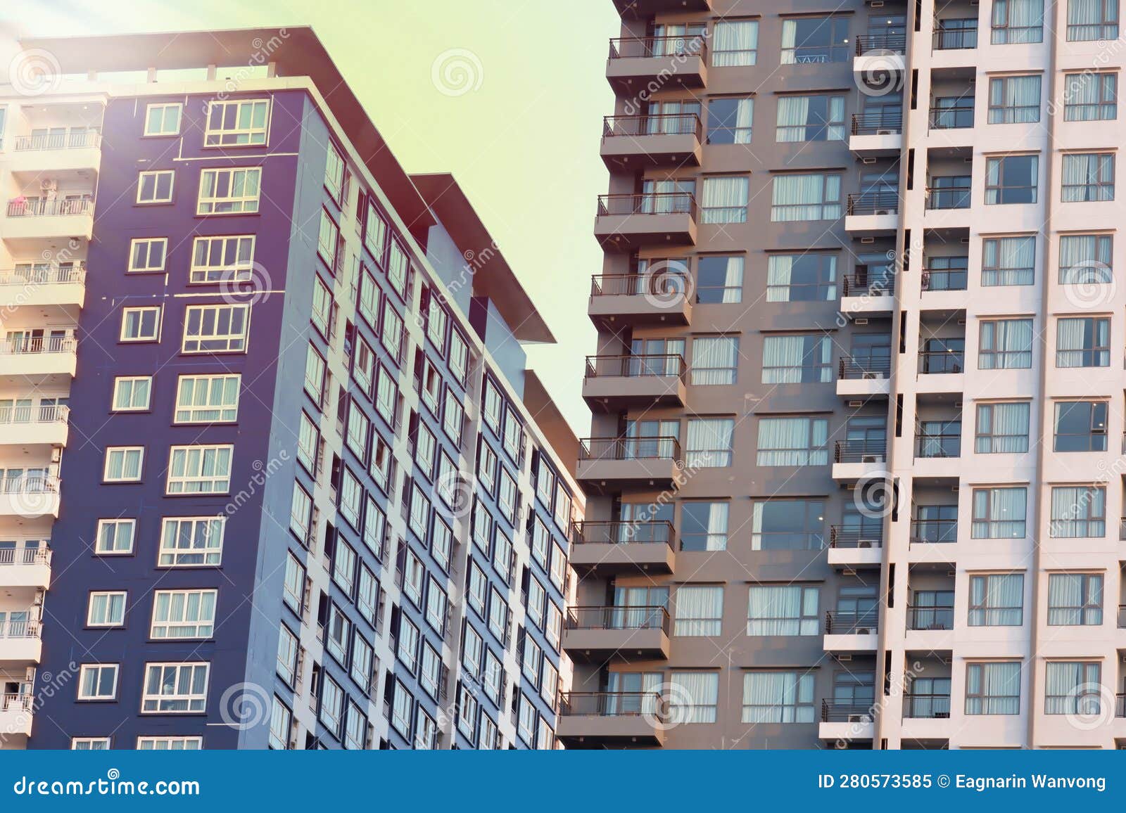 Quiet Residential Building Scene with Evening Light Stock Image - Image ...