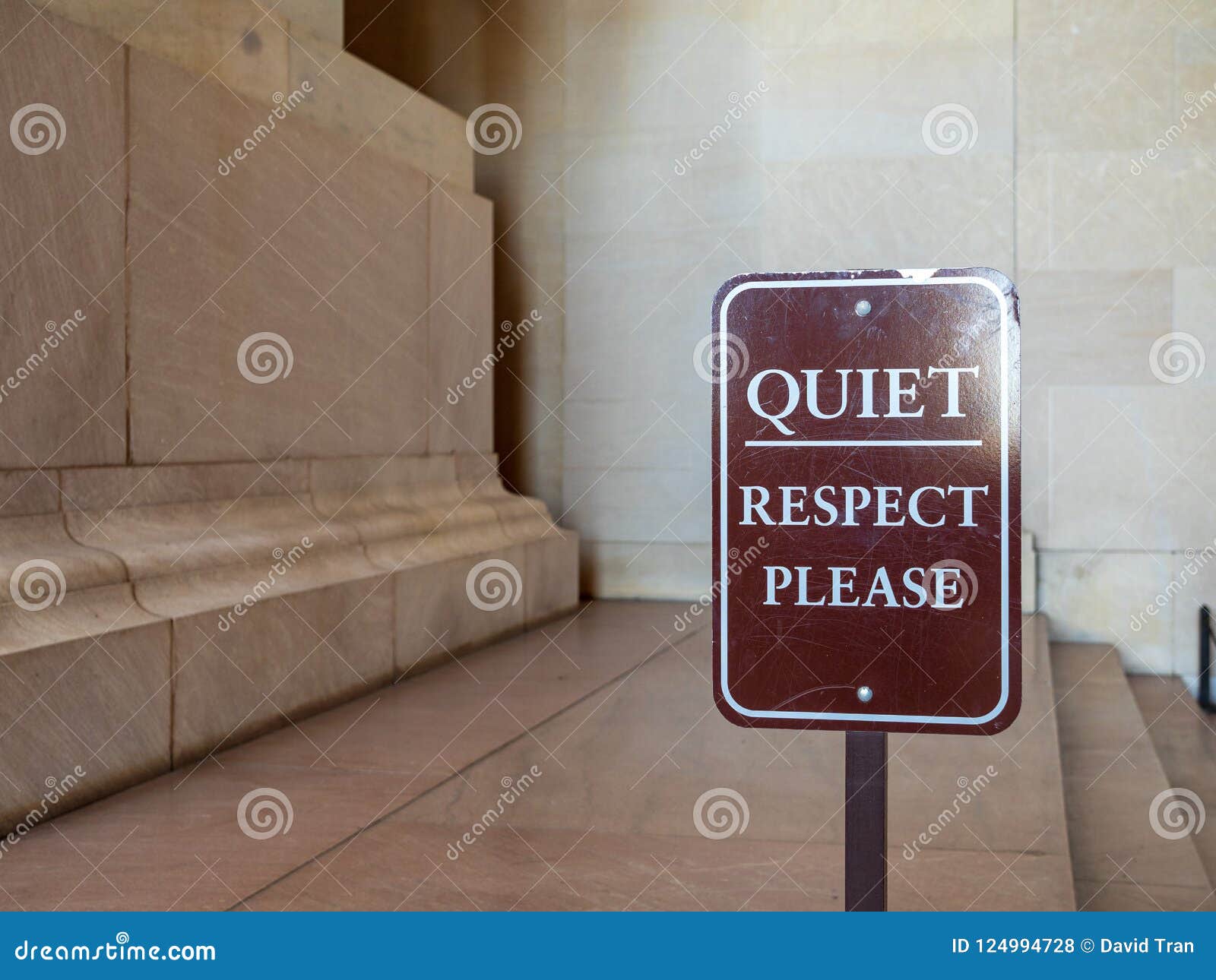 Quiet, Respect Please Brown Sign in Front of a Decorative Display Stock ...