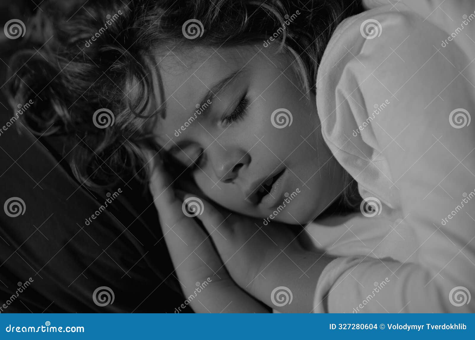 Quiet Sleep. Little Kid Sleeps on Bed, Napping. Cute Child Sleeping ...