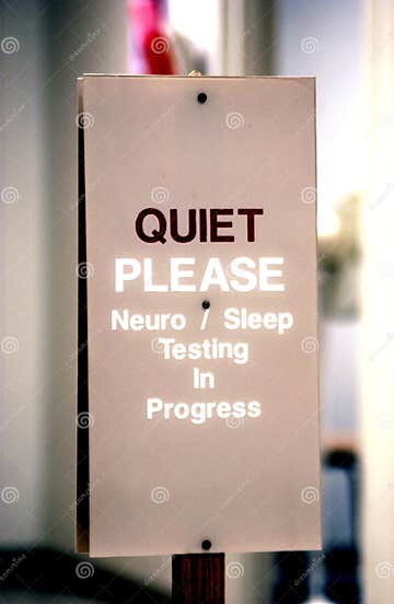 Quiet Testing Sign in Hospital Stock Image - Image of quiet, sleep ...