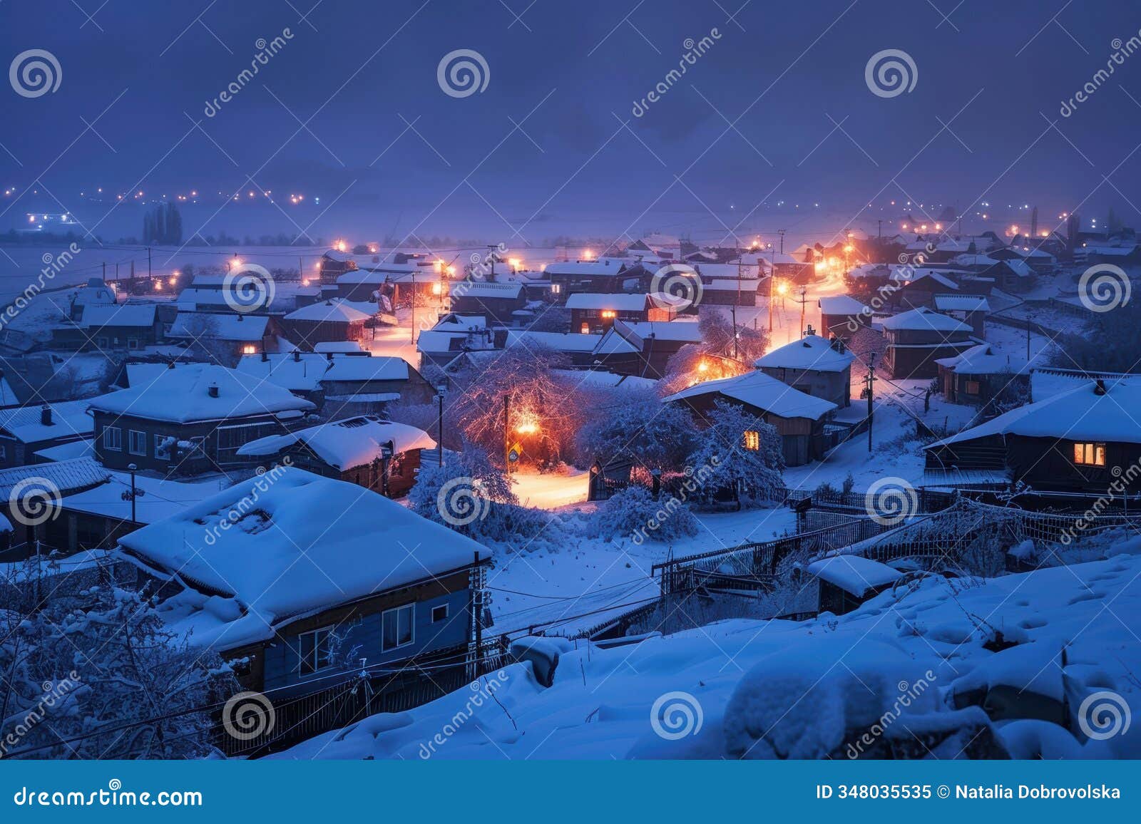 A Quiet Ukrainian Winter Village Under a Starry Night Sky Stock Image ...