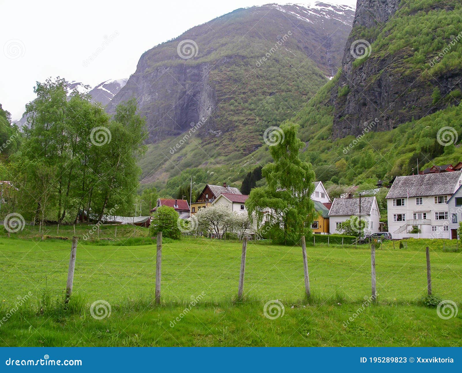 Quiet Village at the Foot of the Mountains in Norway Stock Image ...