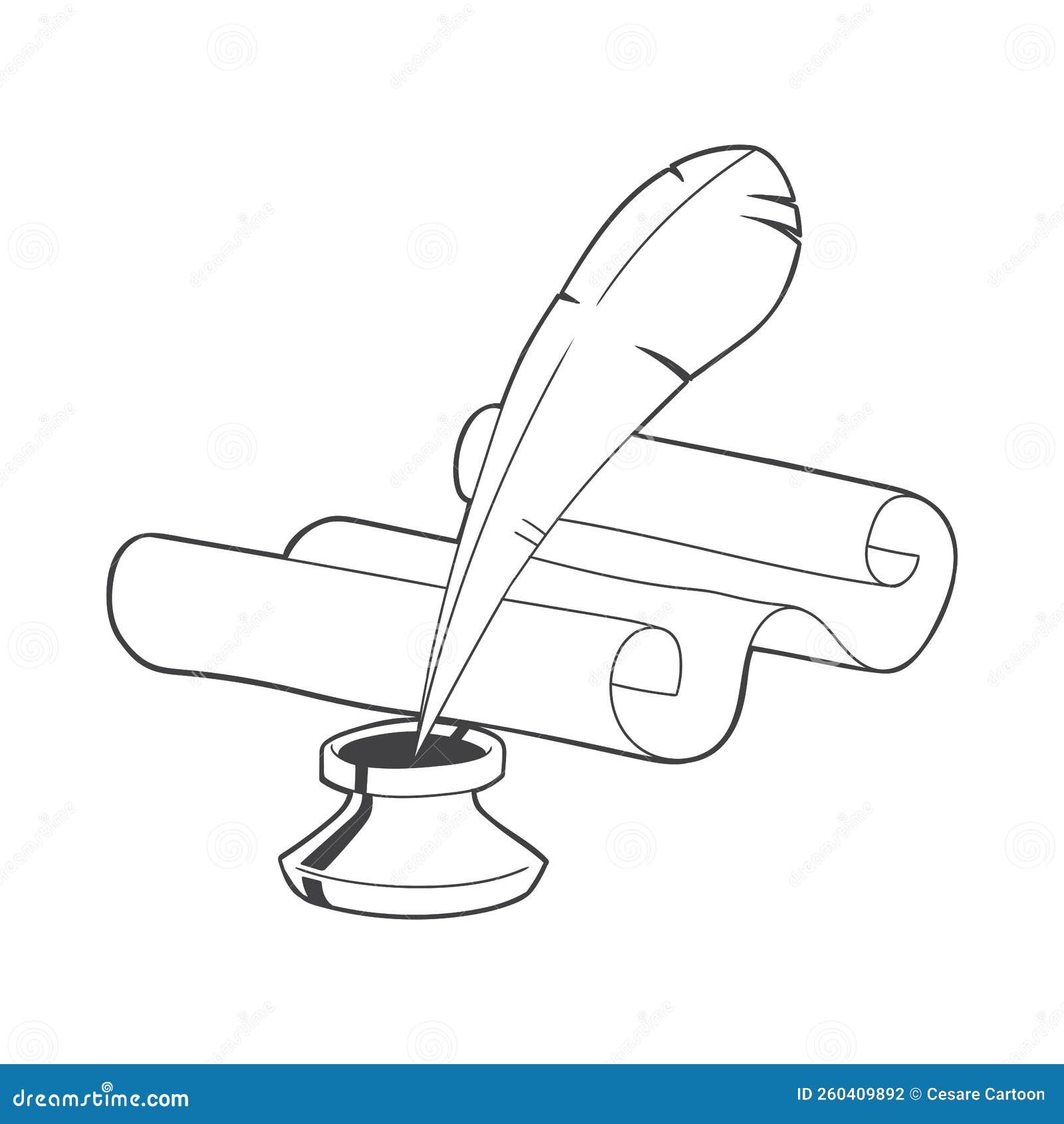 Cartoon Quill Pen/Cartoon Feather Pin Vector Or Color Illustration ...