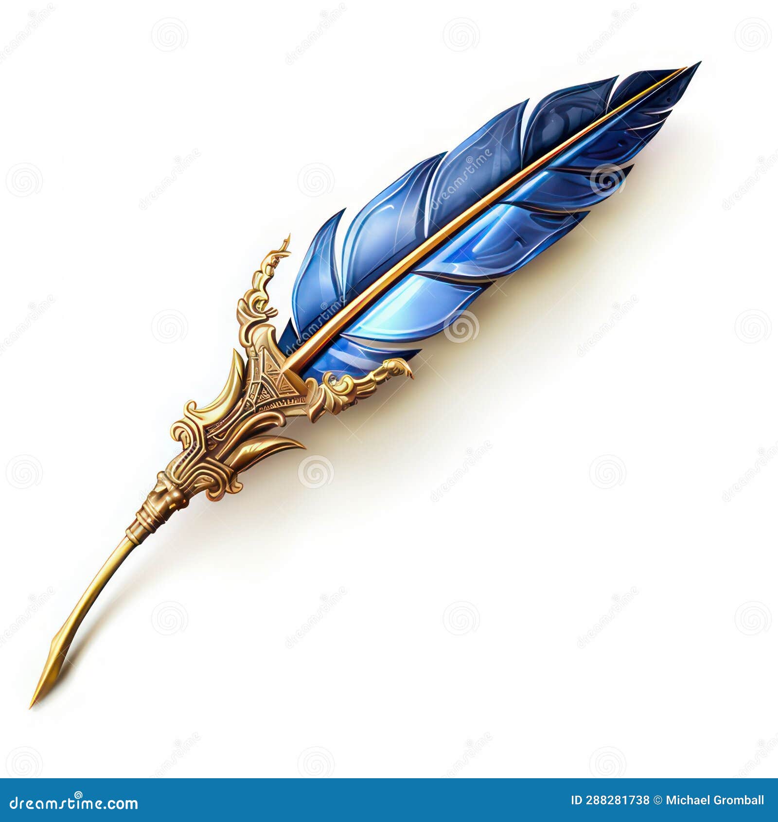 Quill with Blue Feather Isolated on White Created with Generative AI ...