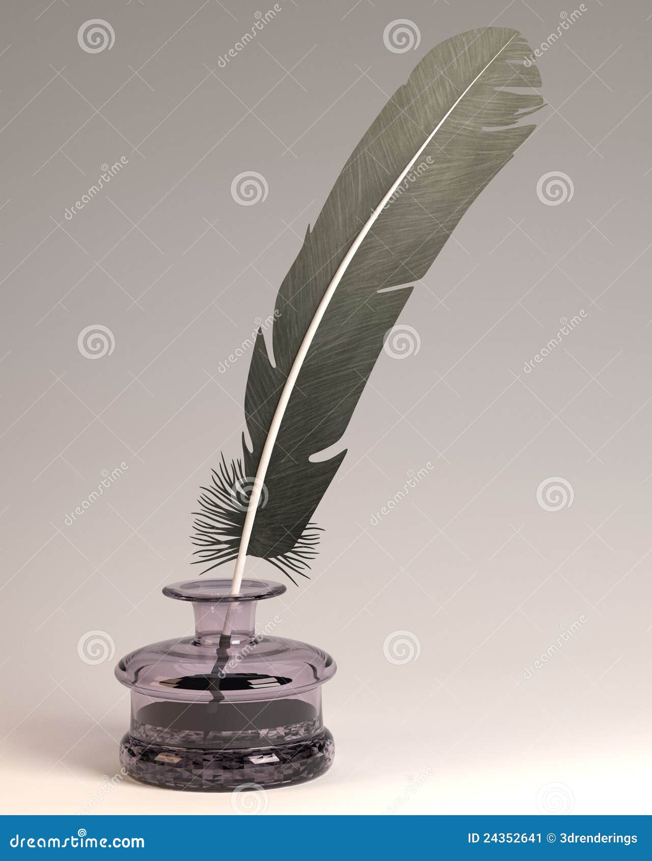 Quill in glass inkpot stock illustration. Illustration of write - 24352641