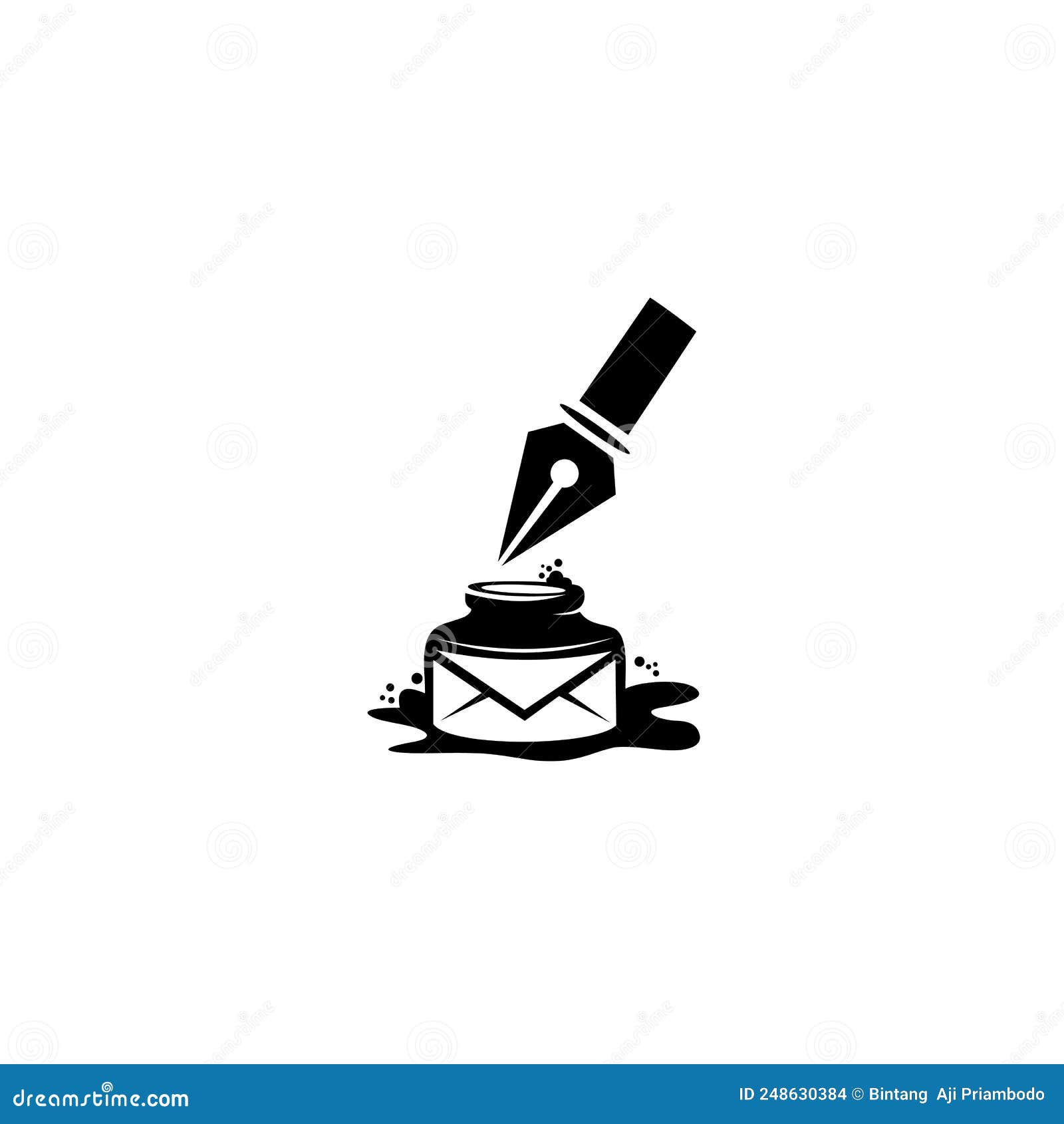 Quill Icon, Ink Bottle and Quill Pen Vector Design Stock Vector ...