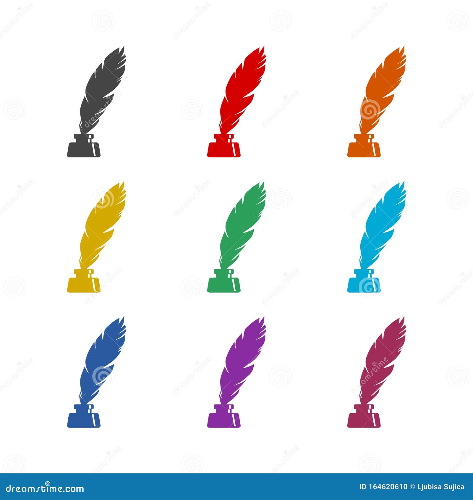 Quill Ink Color Icon Set on White Background Stock Vector ...