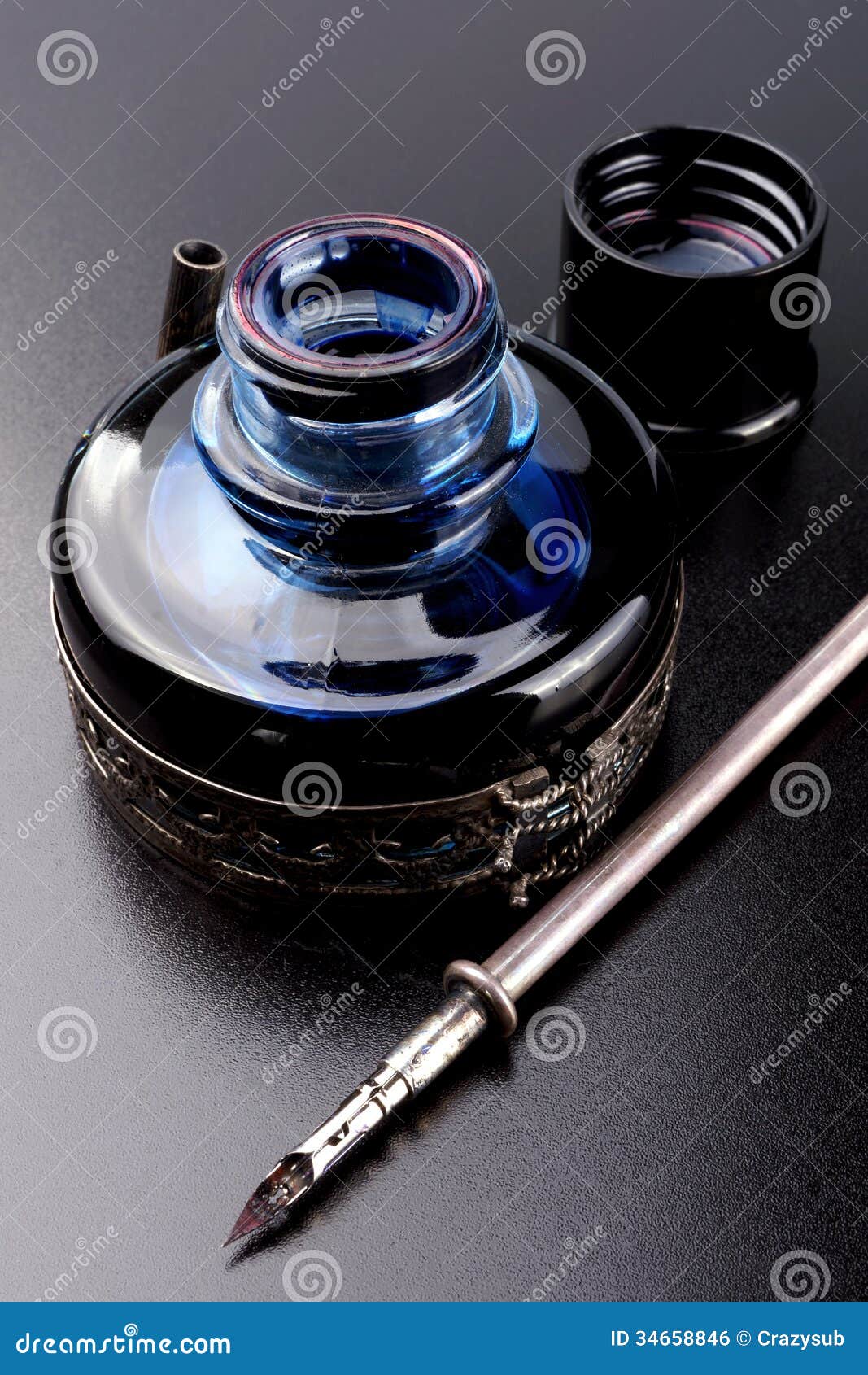 Quill and Inkwell stock photo. Image of antique, blue - 34658846