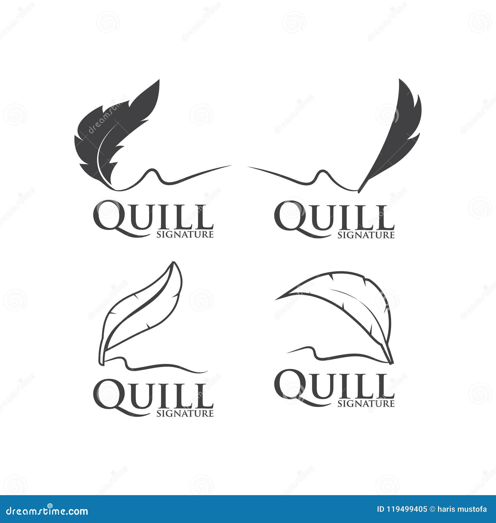 Quill logo design template stock vector. Illustration of silhouette ...