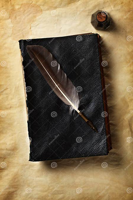 Quill on a old book stock photo. Image of ancient, grunge - 15088164