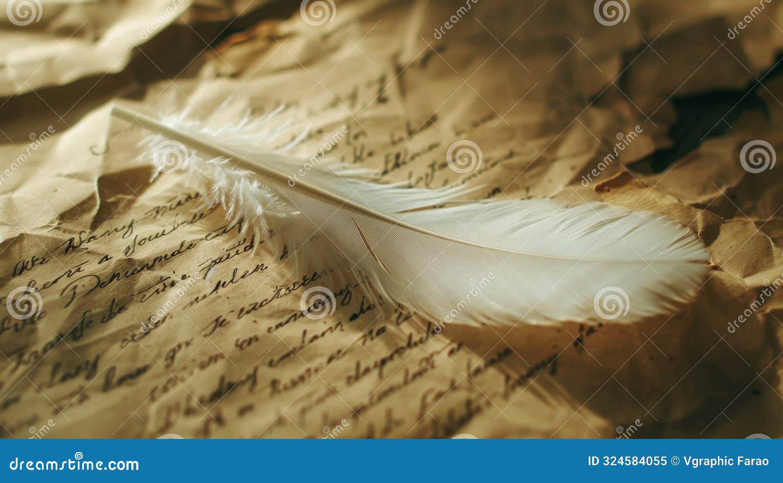 Quill on Old Handwritten Letters, Vintage Writing Concept Stock Image ...
