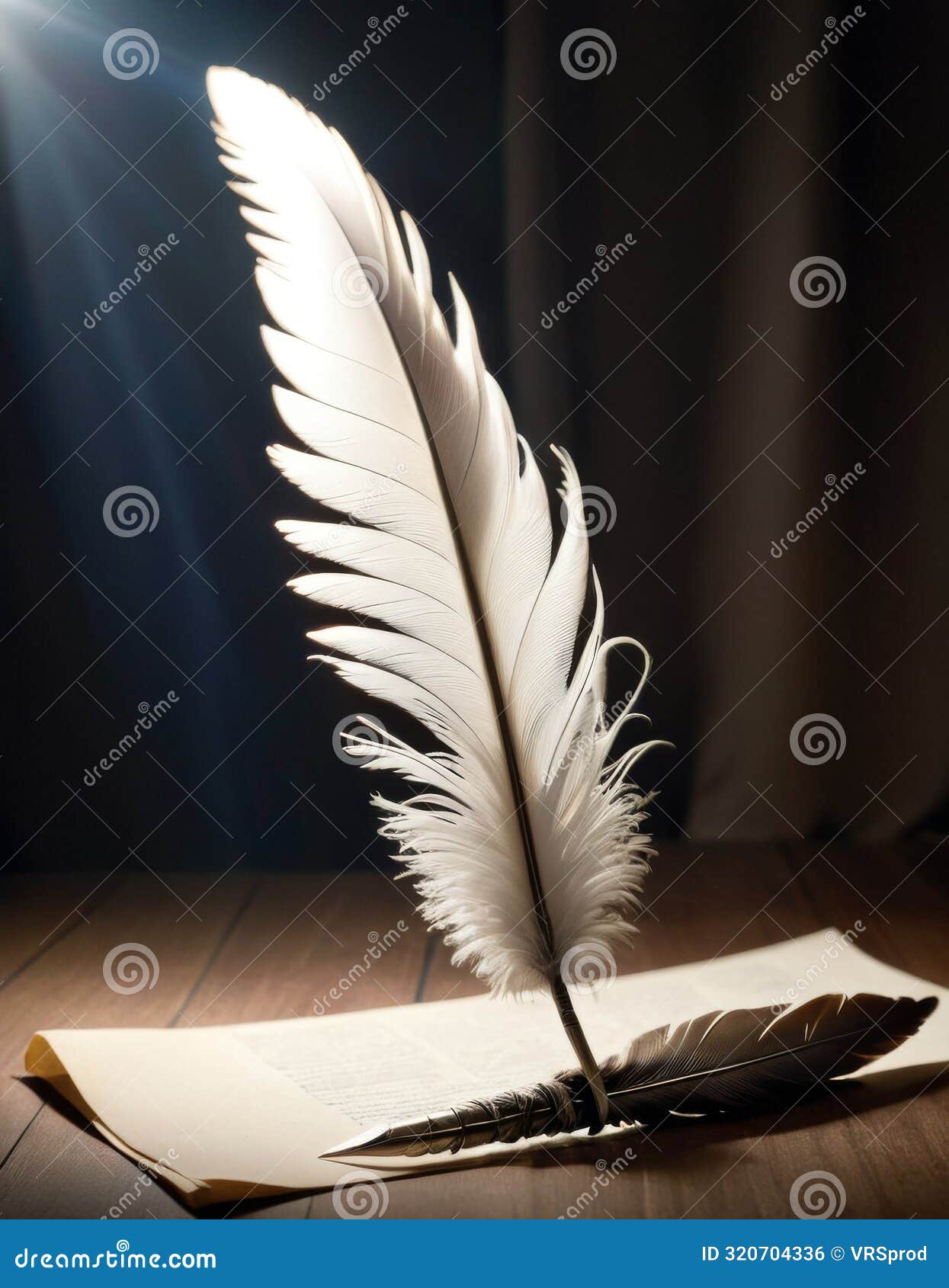 Quill on Open Book in Dramatic Lighting Stock Photo - Image of writing ...