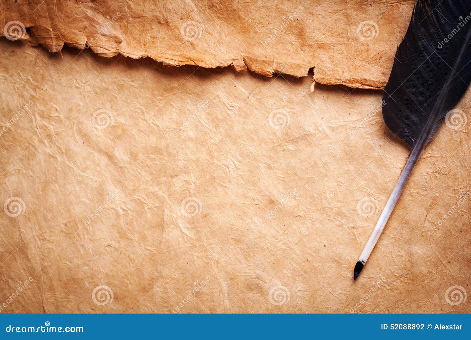 Quill on paper scroll stock photo. Image of page, frame - 52088892