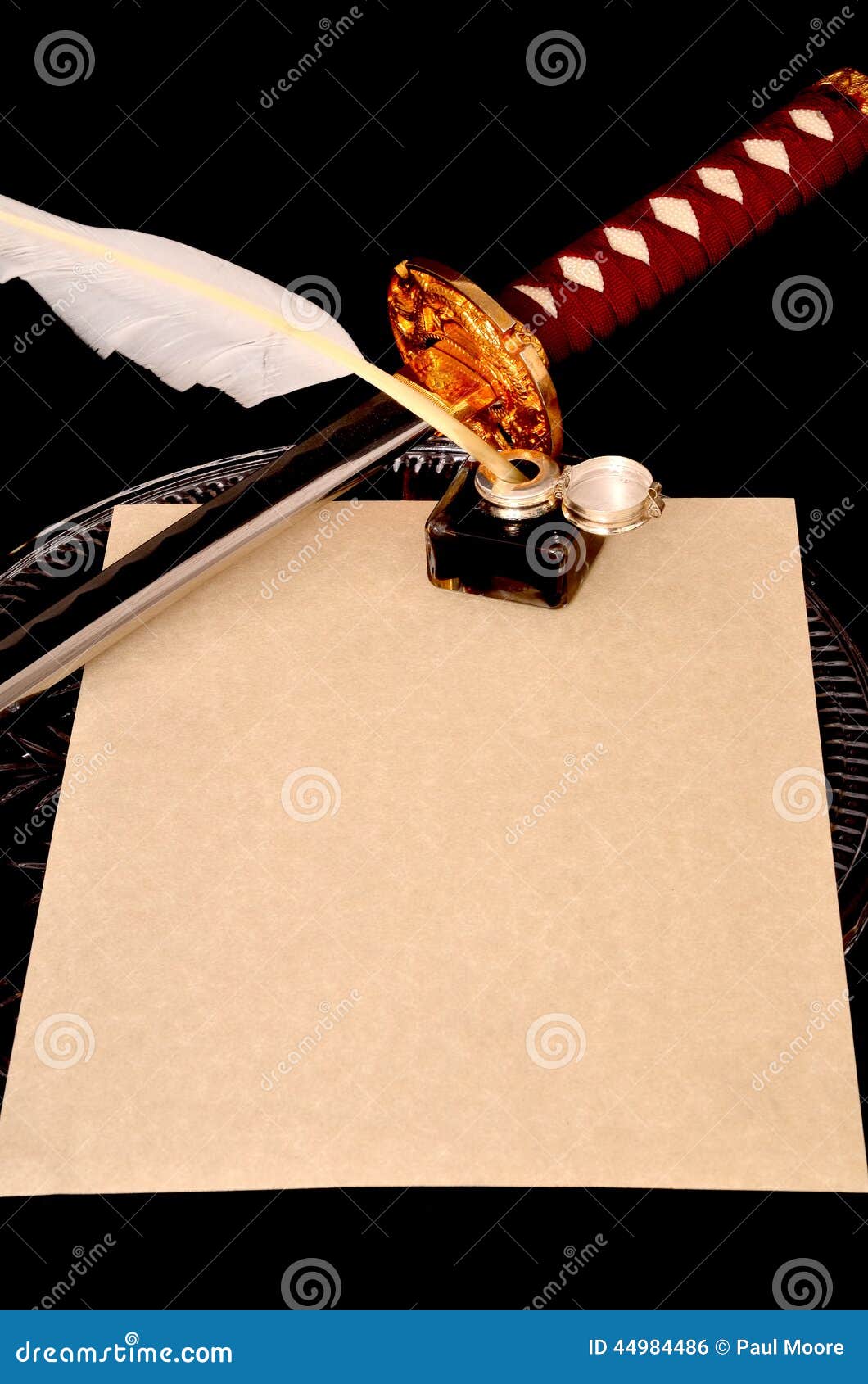 Quill Parchment Sword stock photo. Image of grungy, background - 44984486