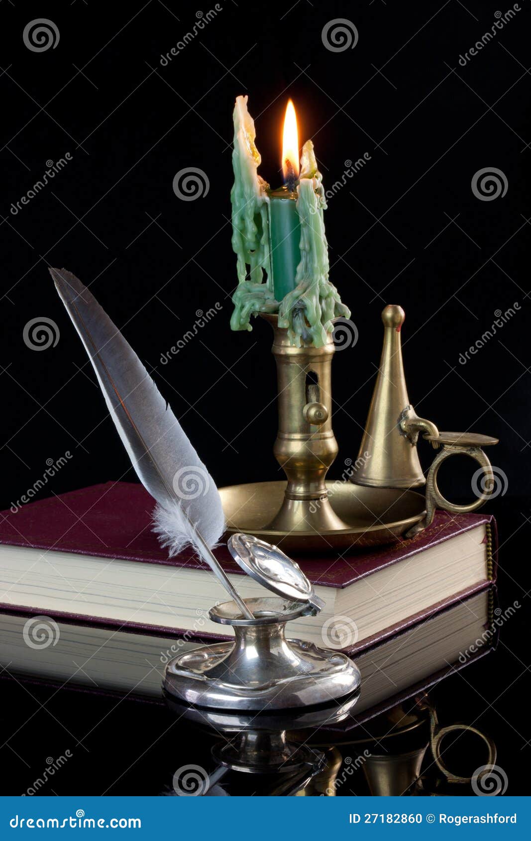 Quill Pen and Candle stock photo. Image of black, fire - 27182860