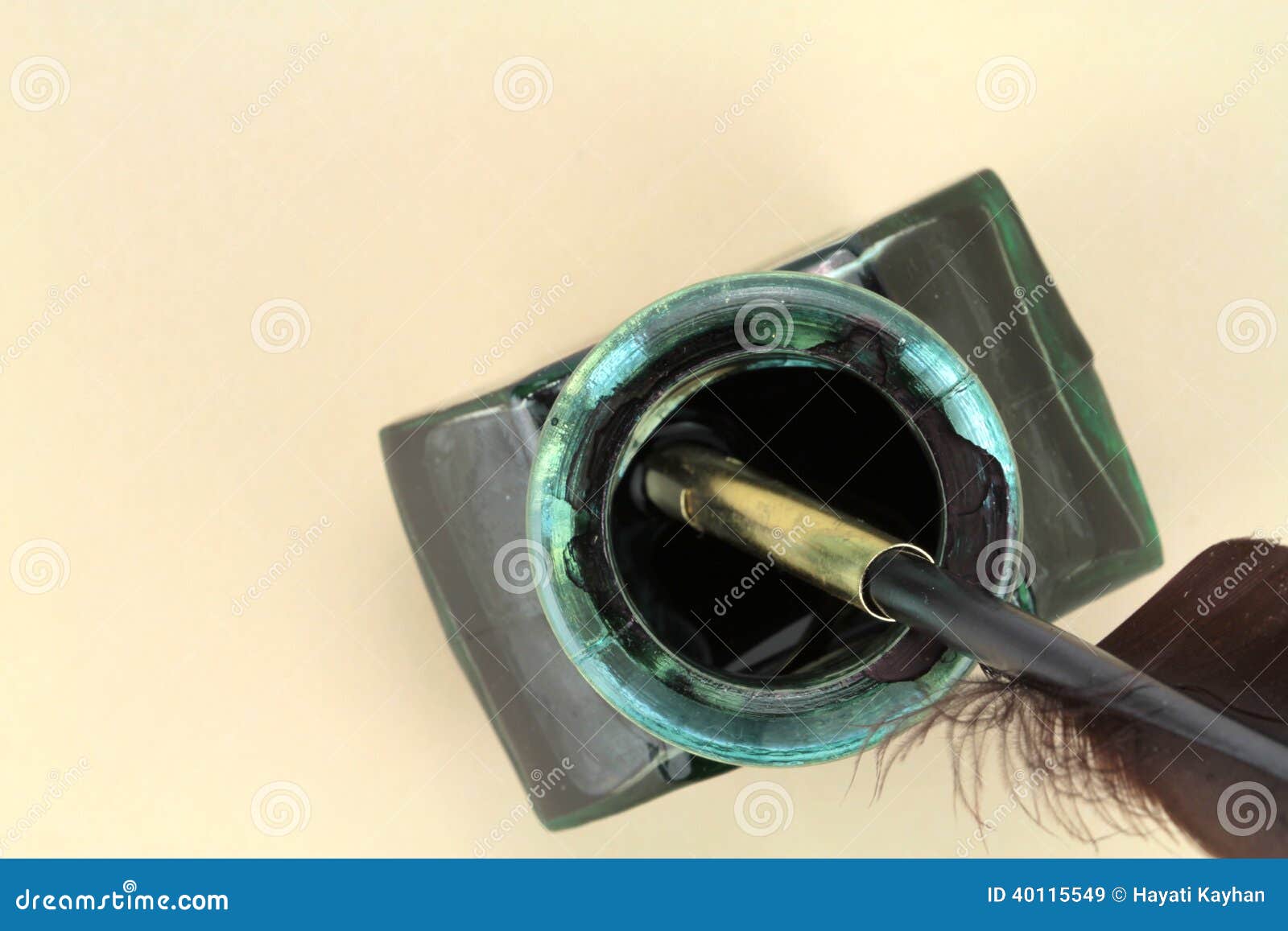 Quill Pen in Glass Ink Bottle Stock Image - Image of message, empty ...
