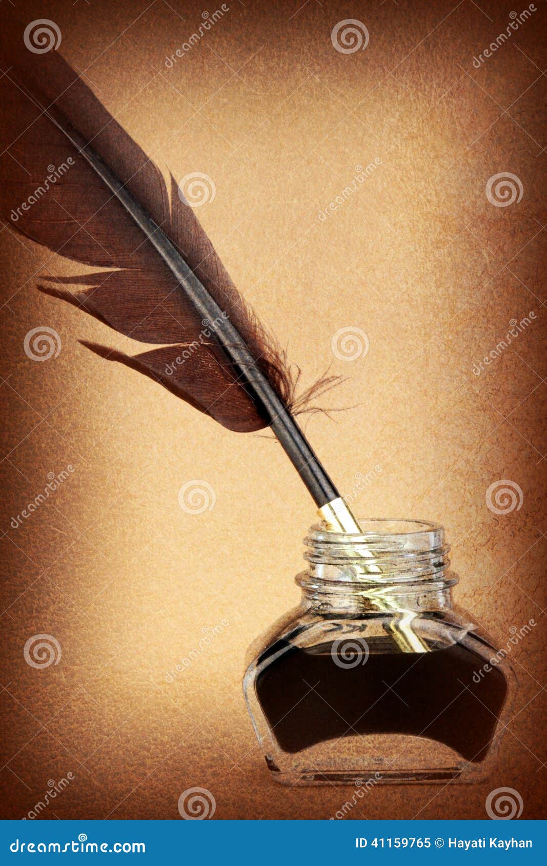 Quill Pen in Glass Ink Bottle Stock Image - Image of black, glass: 41159765