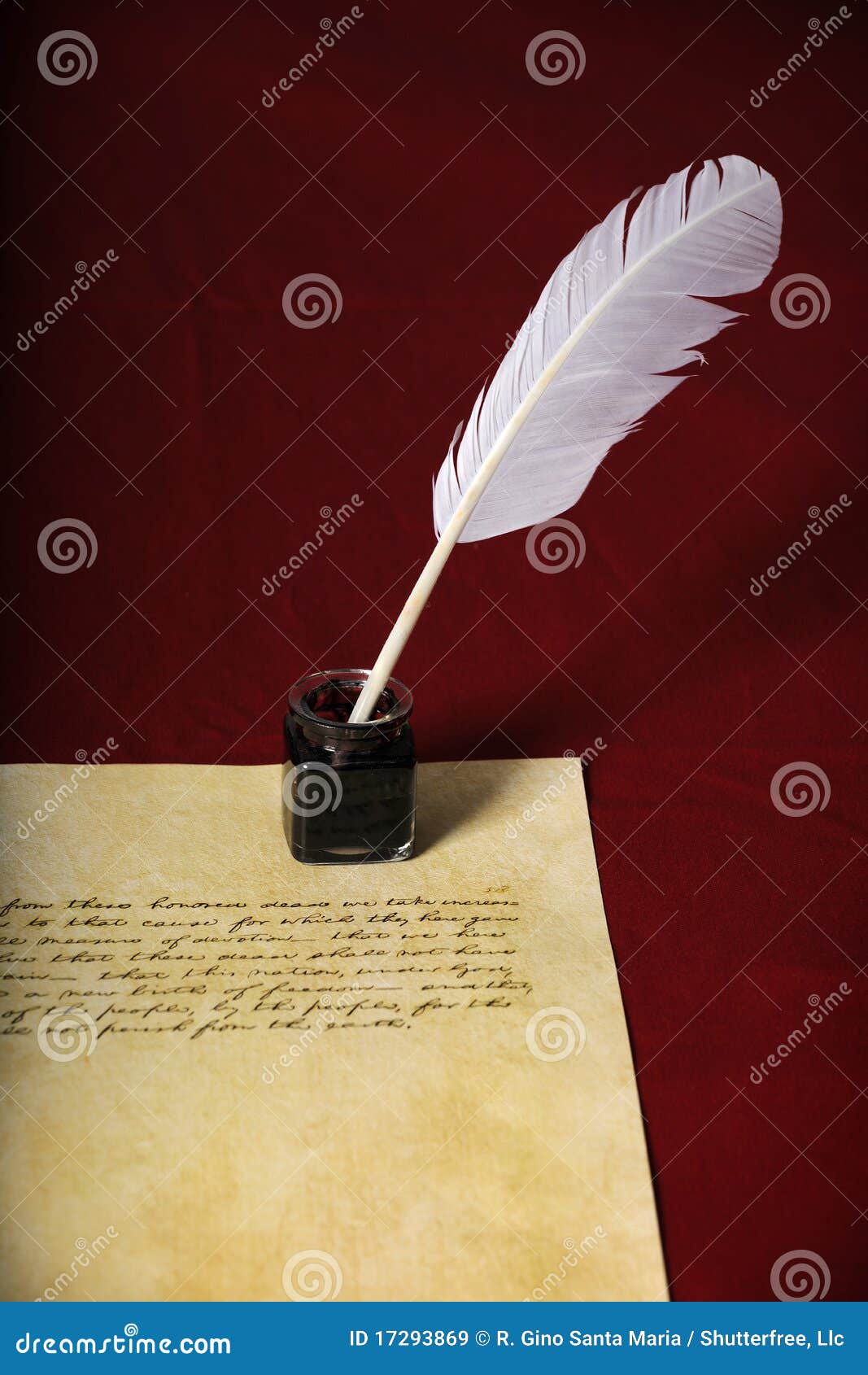 Quill and Pen with Handwritten Text Stock Image - Image of abraham ...