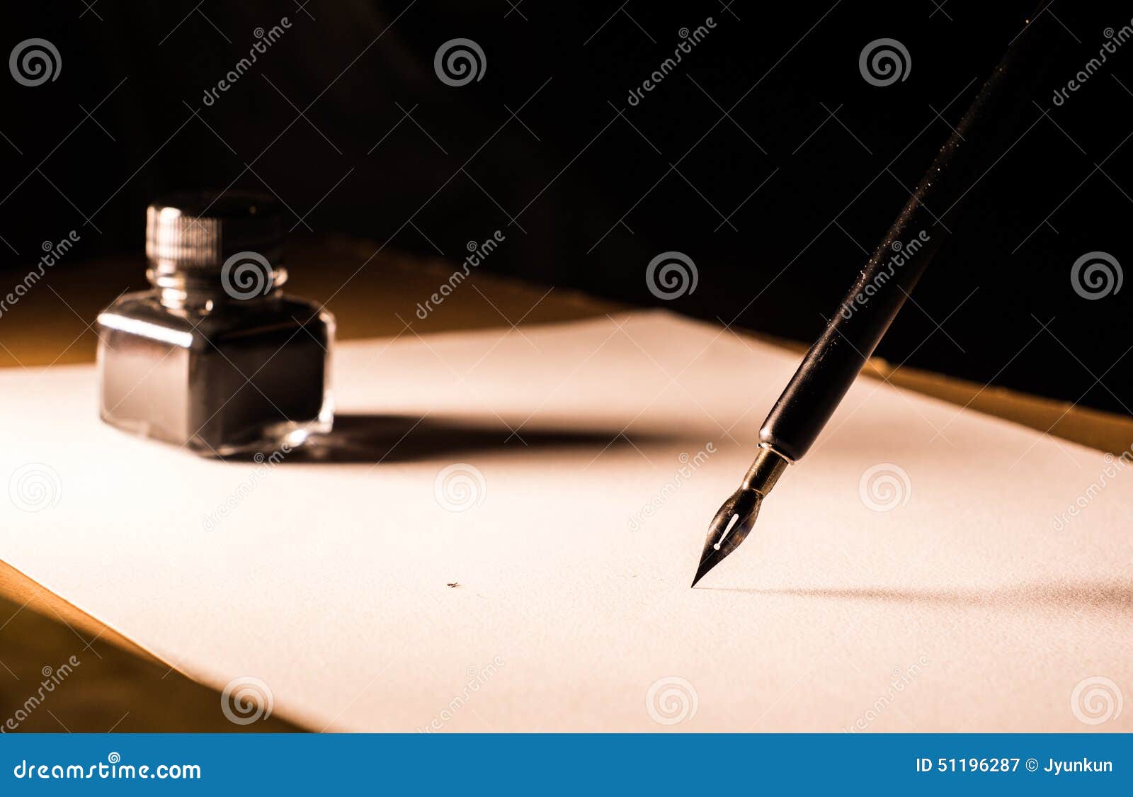 Quill pen ink and paper stock image. Image of parchment - 51196287