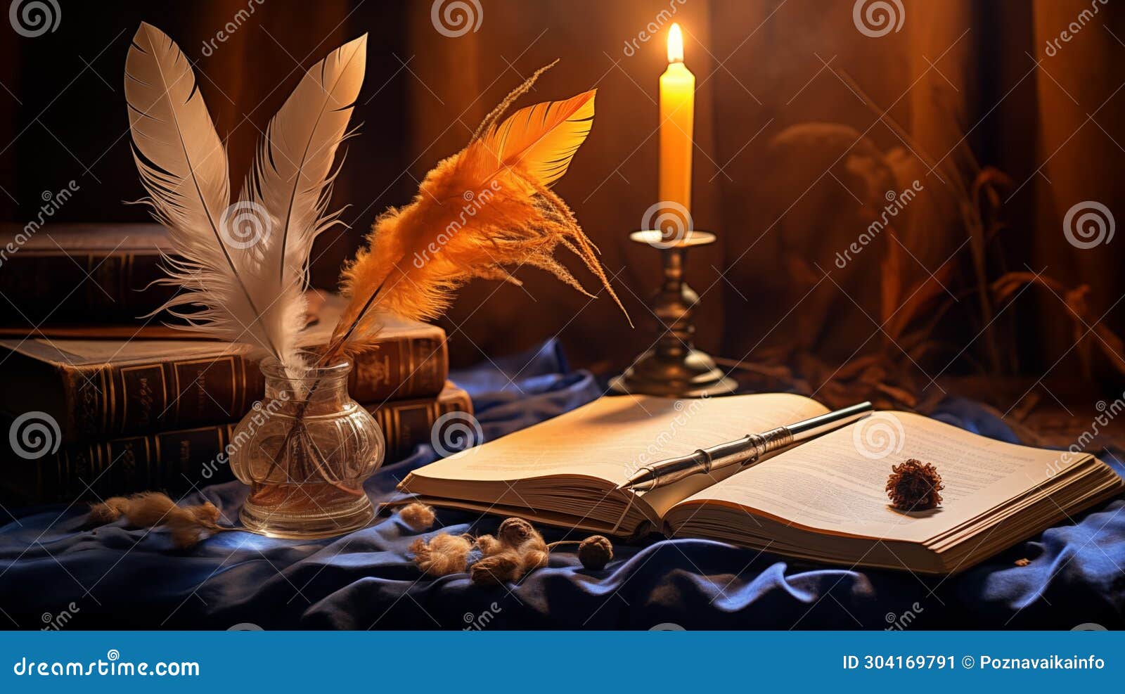 Quill Pen in an Old-Fashioned Study. Banner with Place for Text Stock ...