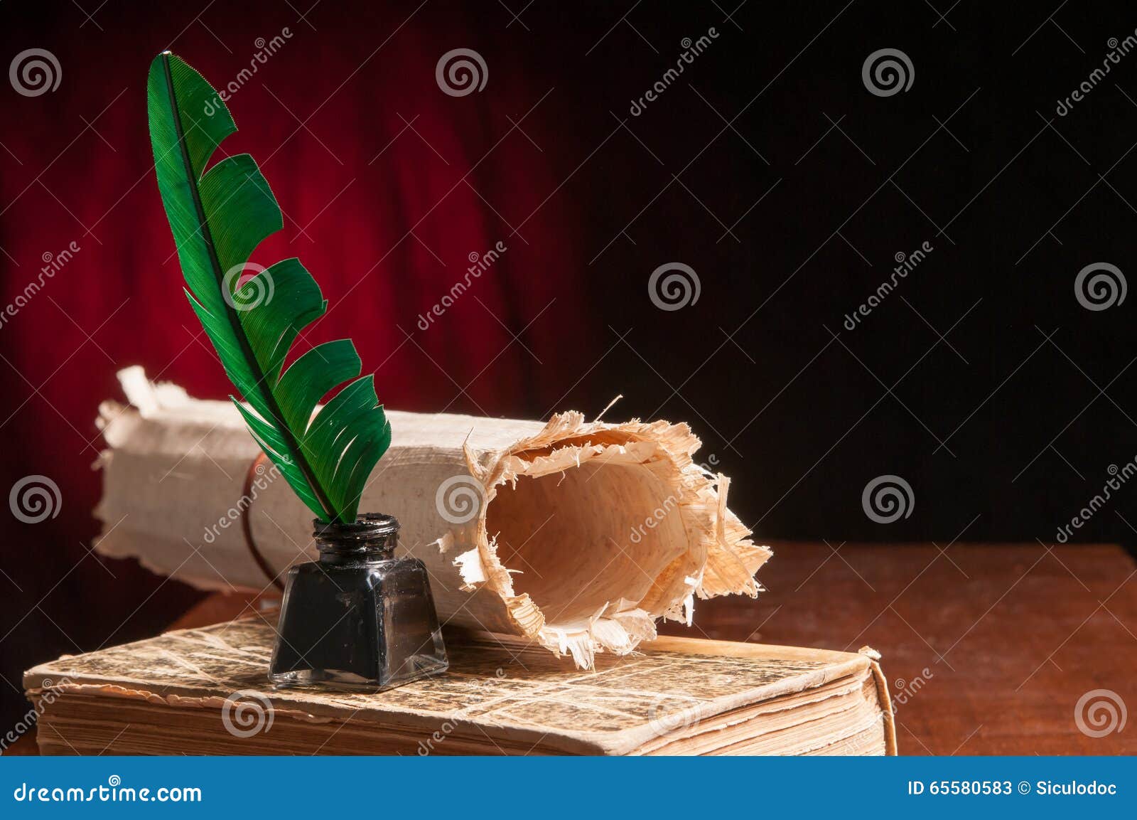 Quill Pen and Papyrus Sheet Stock Image - Image of medieval, inkwell ...
