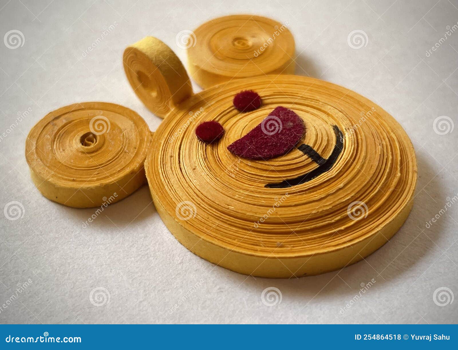 Quilled Cute Teddy Face Made Of Quilling Paper Strips Royalty-Free ...