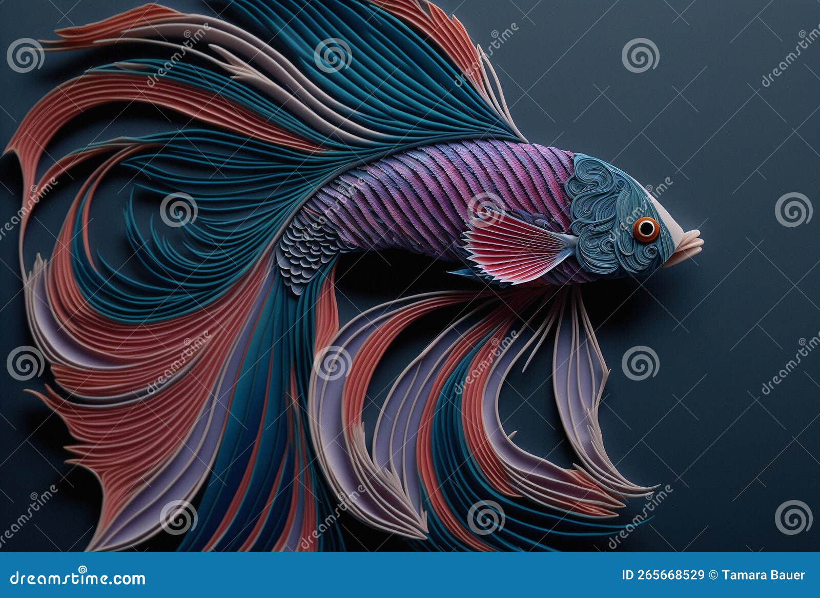 Quilled Siamese Fighting Fish with Beautiful Colors in Paper Strips ...
