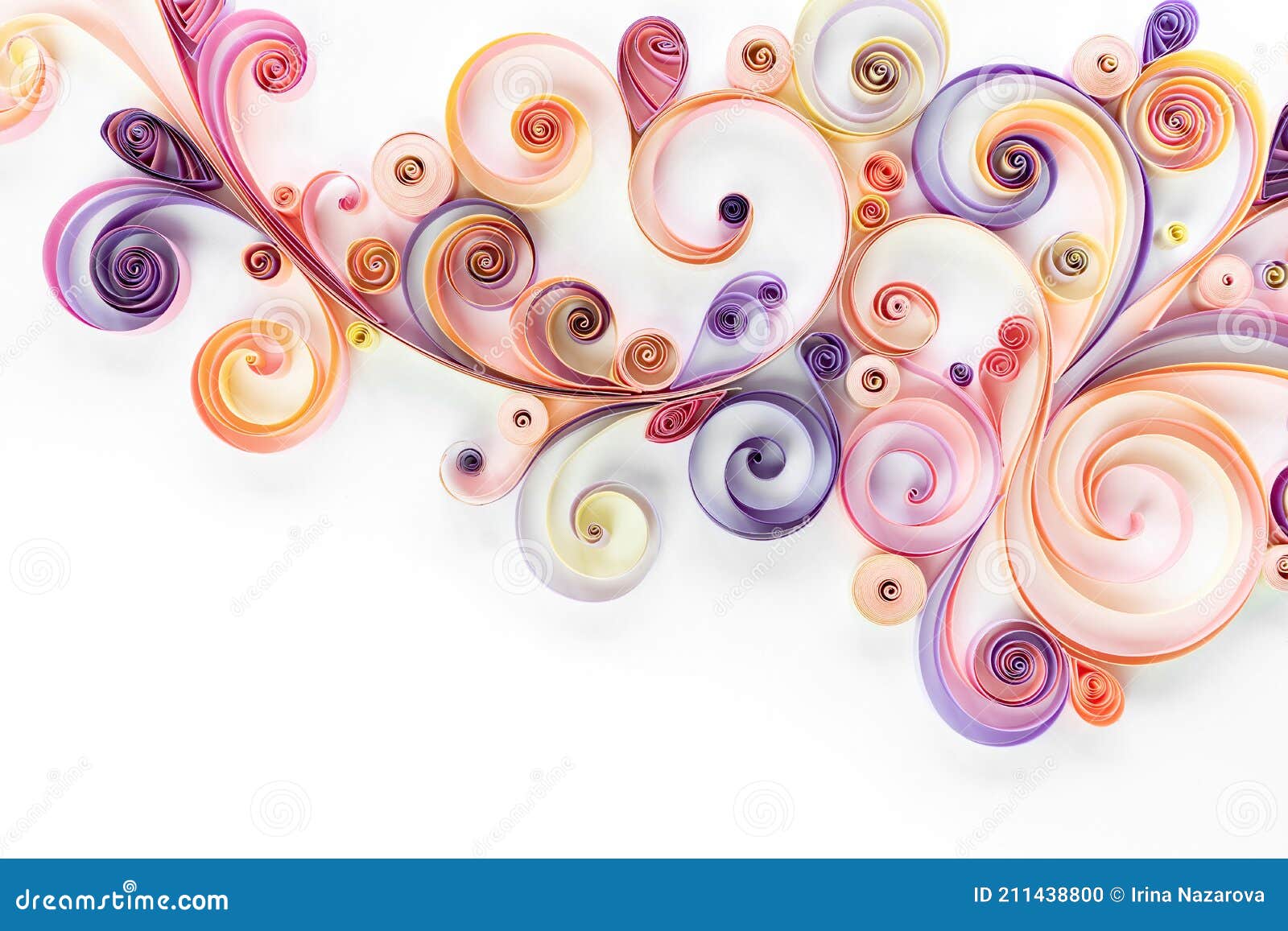 Quilling Paper Curls and Rolls Banner in an Abstract Panel with Copy ...