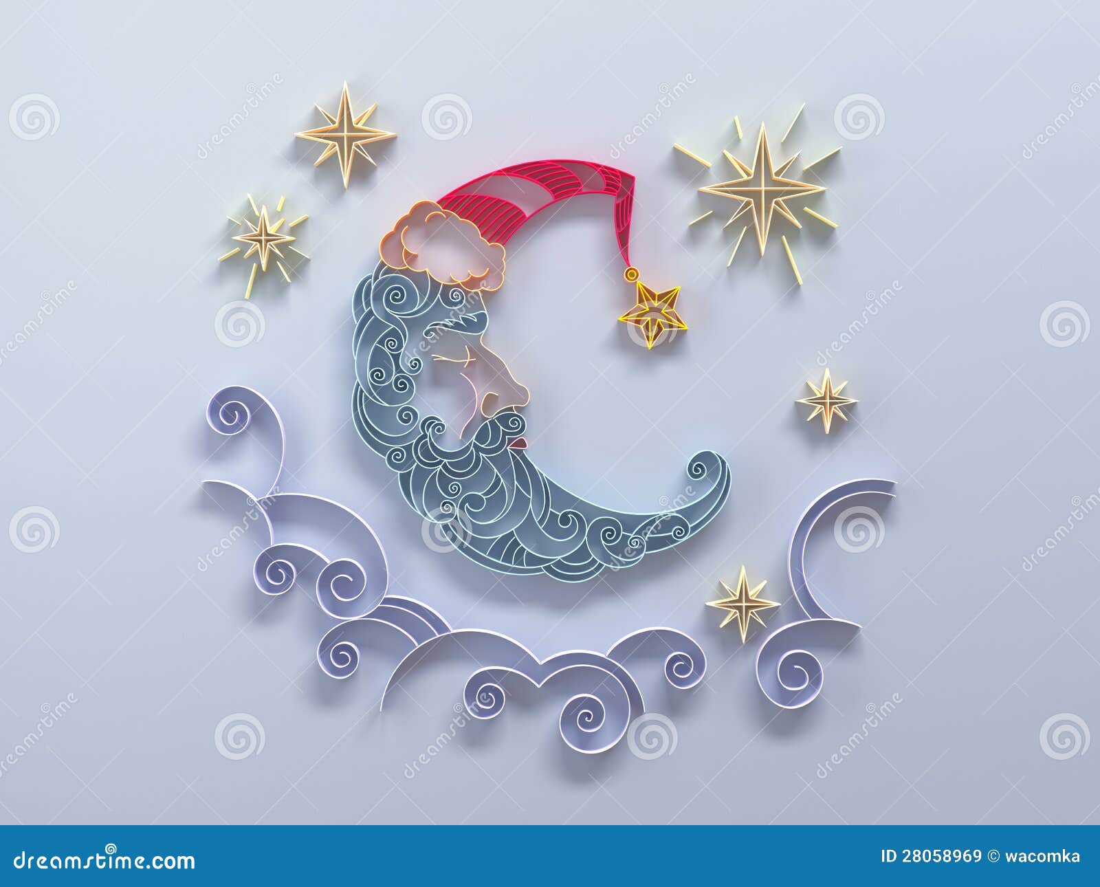 Quilling Schlafenmonddekoration Stock Abbildung - Illustration von ...