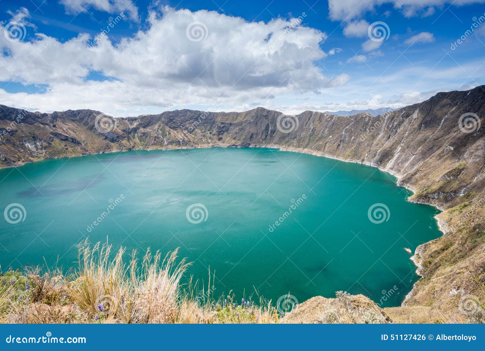 Quilotoa Crater Lake, Ecuador Stock Photo - Image of island, attraction ...