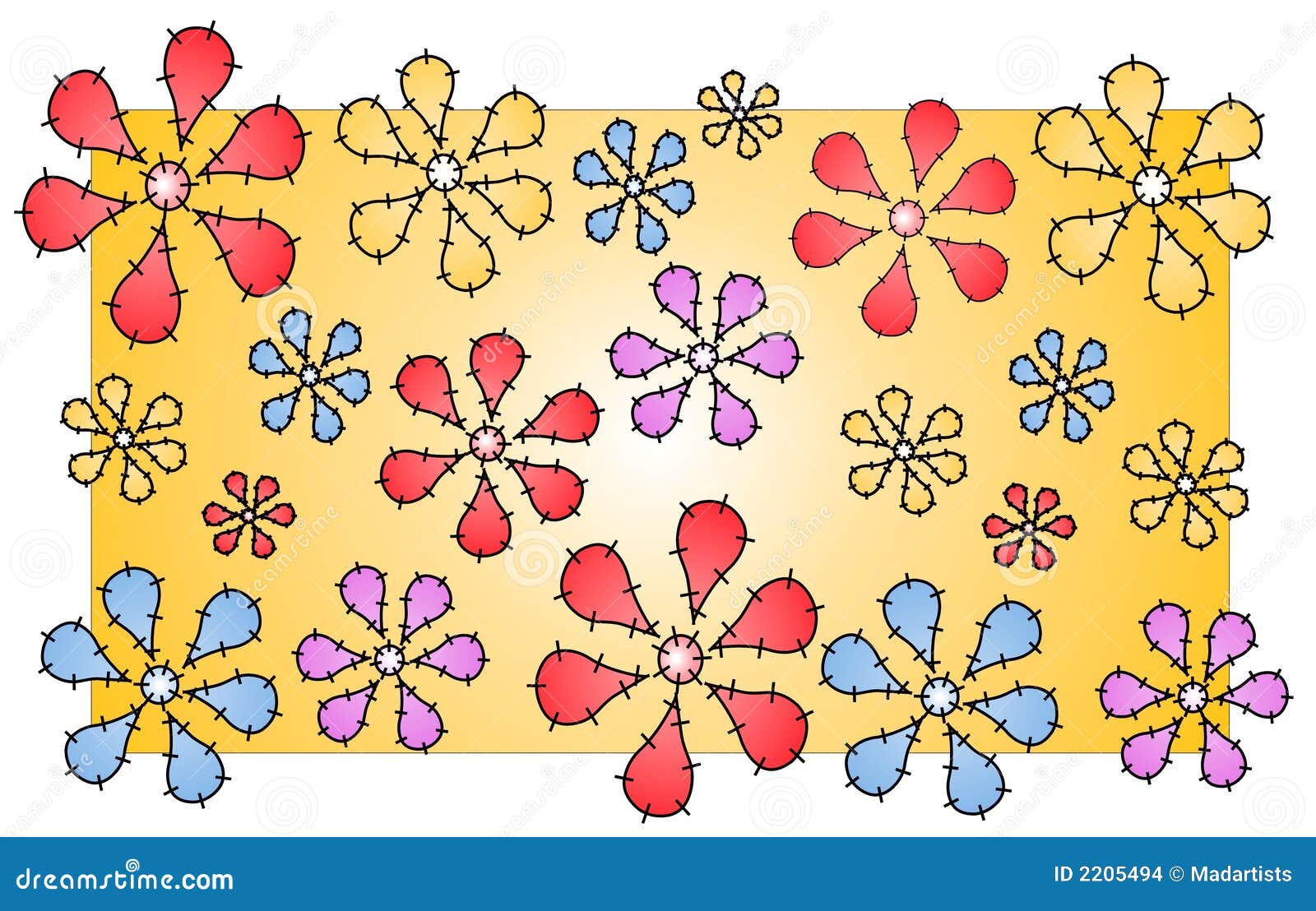 Quilt Flowers Pattern Stitches Stock Vector - Illustration of flower ...