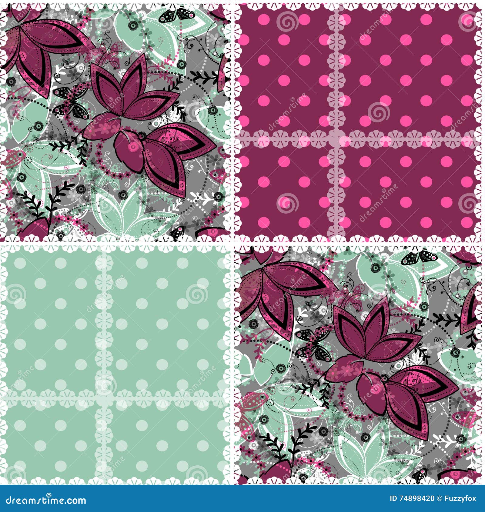Quilted, Boho Seamless Pattern, Patchwork, Rustic Style. Background ...
