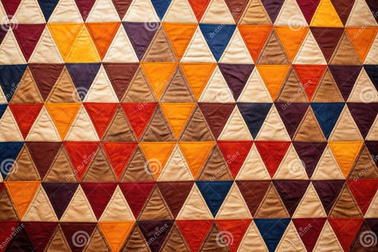A Quilted Fabric with Geometric Triangular Design Stock Photo - Image ...