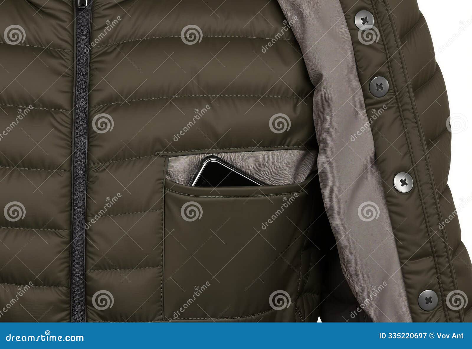 Quilted Jacket an Interior Chest Pocket with a Snap Closure Line Stock ...
