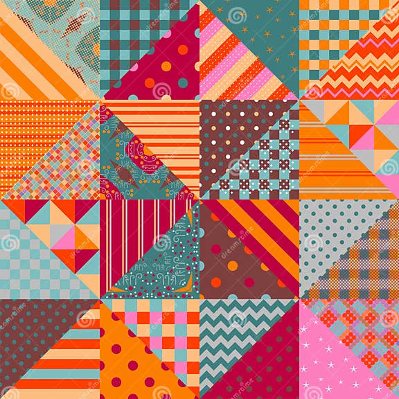 Quilting Design Background. Seamless Patchwork Pattern in Ethnic Style Stock Vector ...