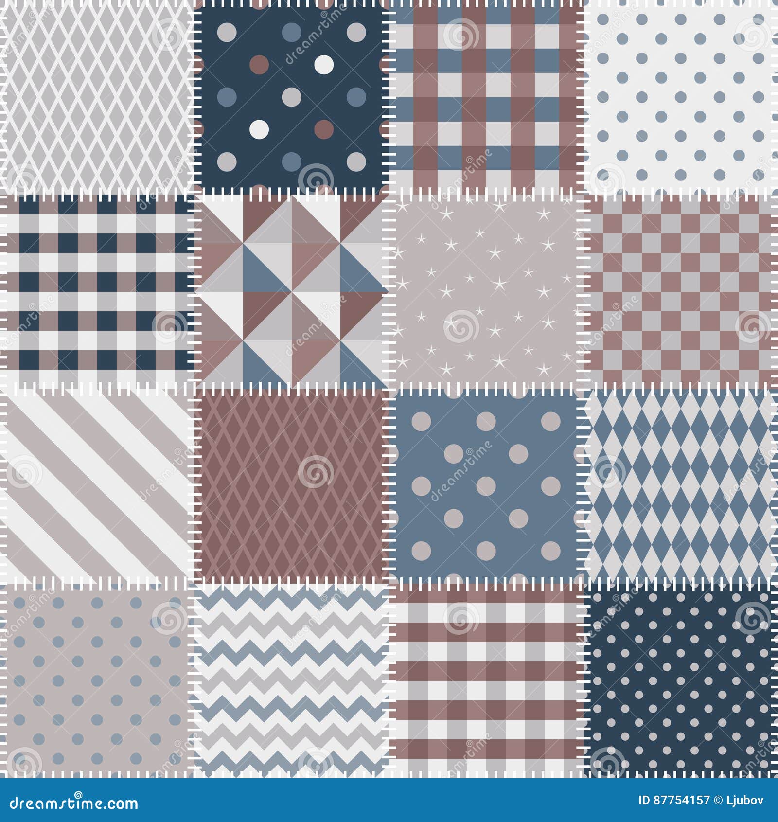 Quilting Design Background. Seamless Patchwork Pattern Stock Vector ...