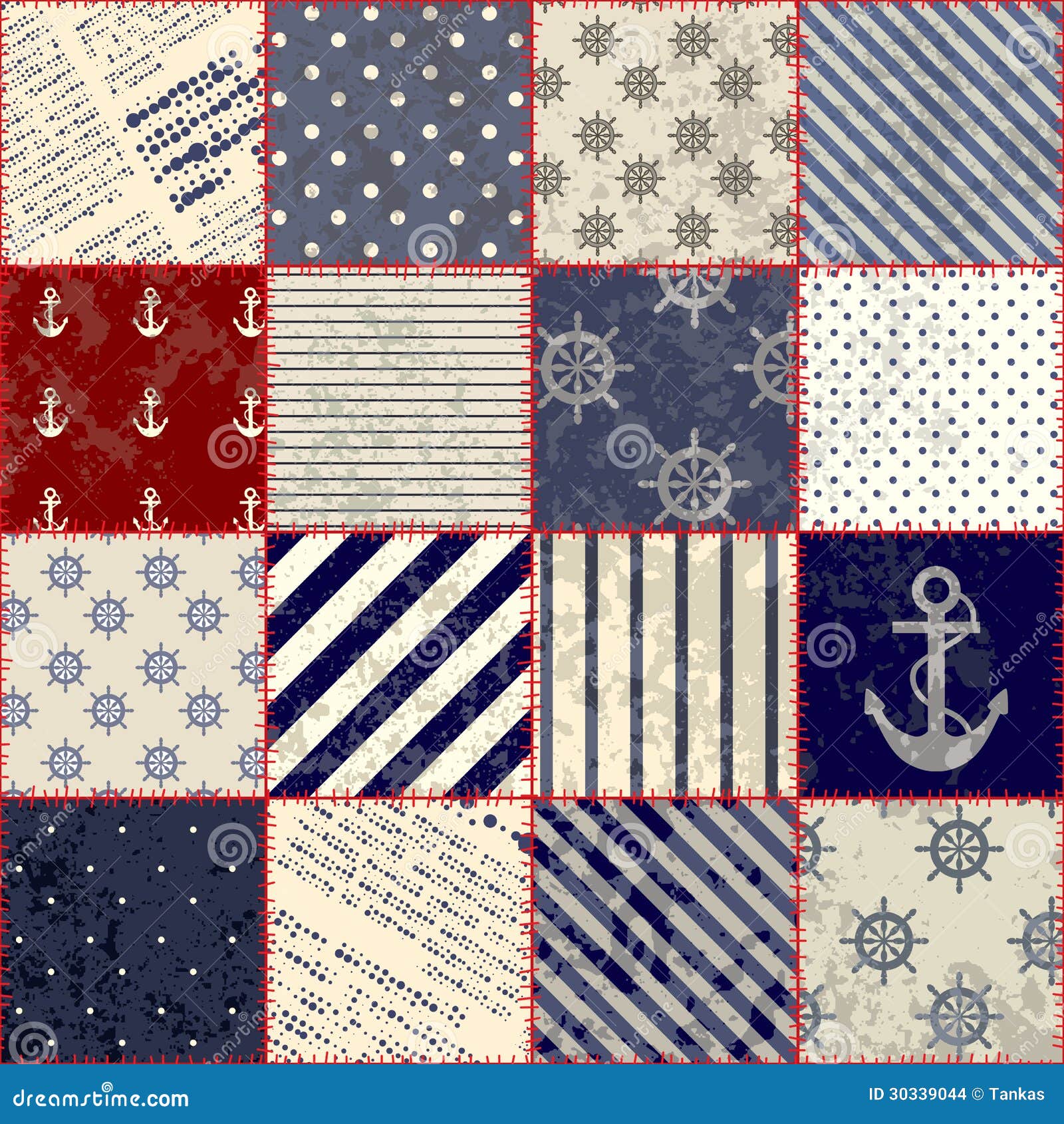 Quilting Design in Nautical Style Stock Vector - Illustration of cloth ...