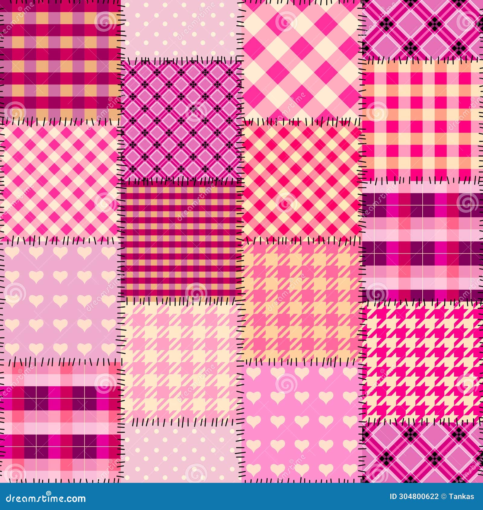 Quilting Design Patchwork Plaid Pattern Pink Colours. Vector Pattern ...