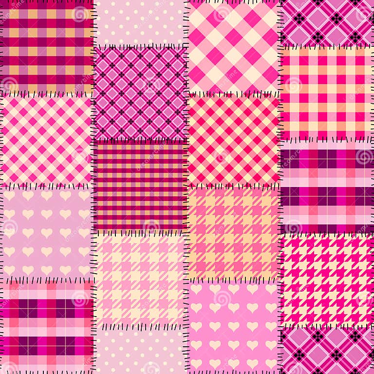 Quilting Design Patchwork Plaid Pattern Pink Colours. Vector Pattern ...