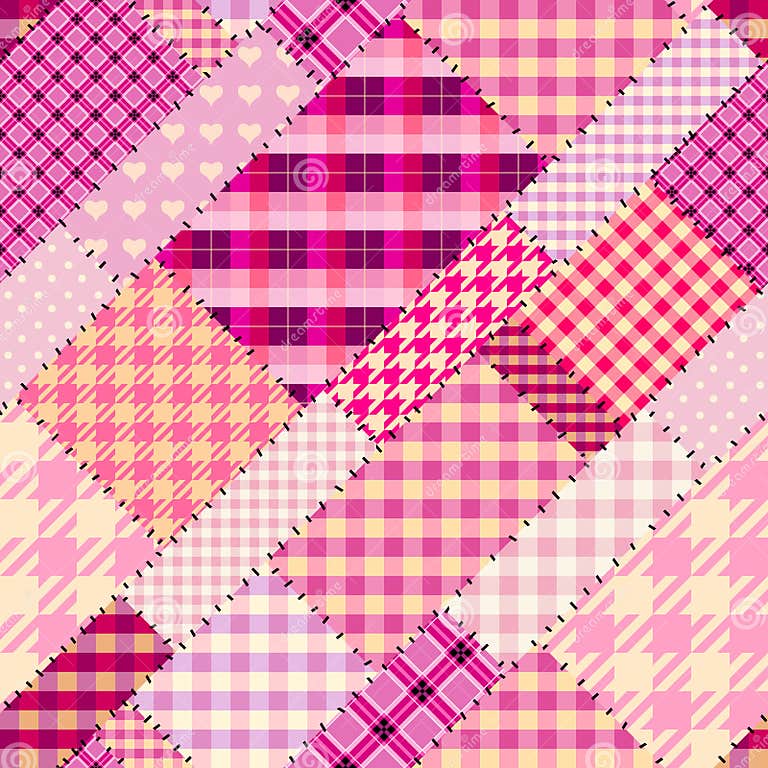 Quilting Design Patchwork Plaid Pattern Pink Colours. Vector Pattern ...