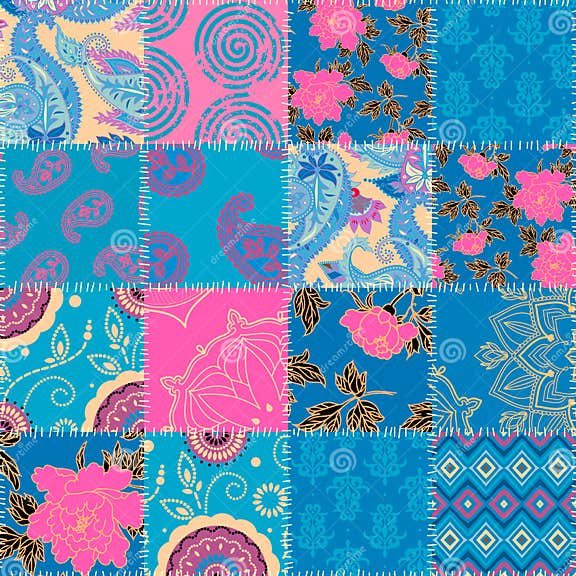 Quilting Design Patchwork Plaid Pattern Pink Colours. Vector Pattern ...