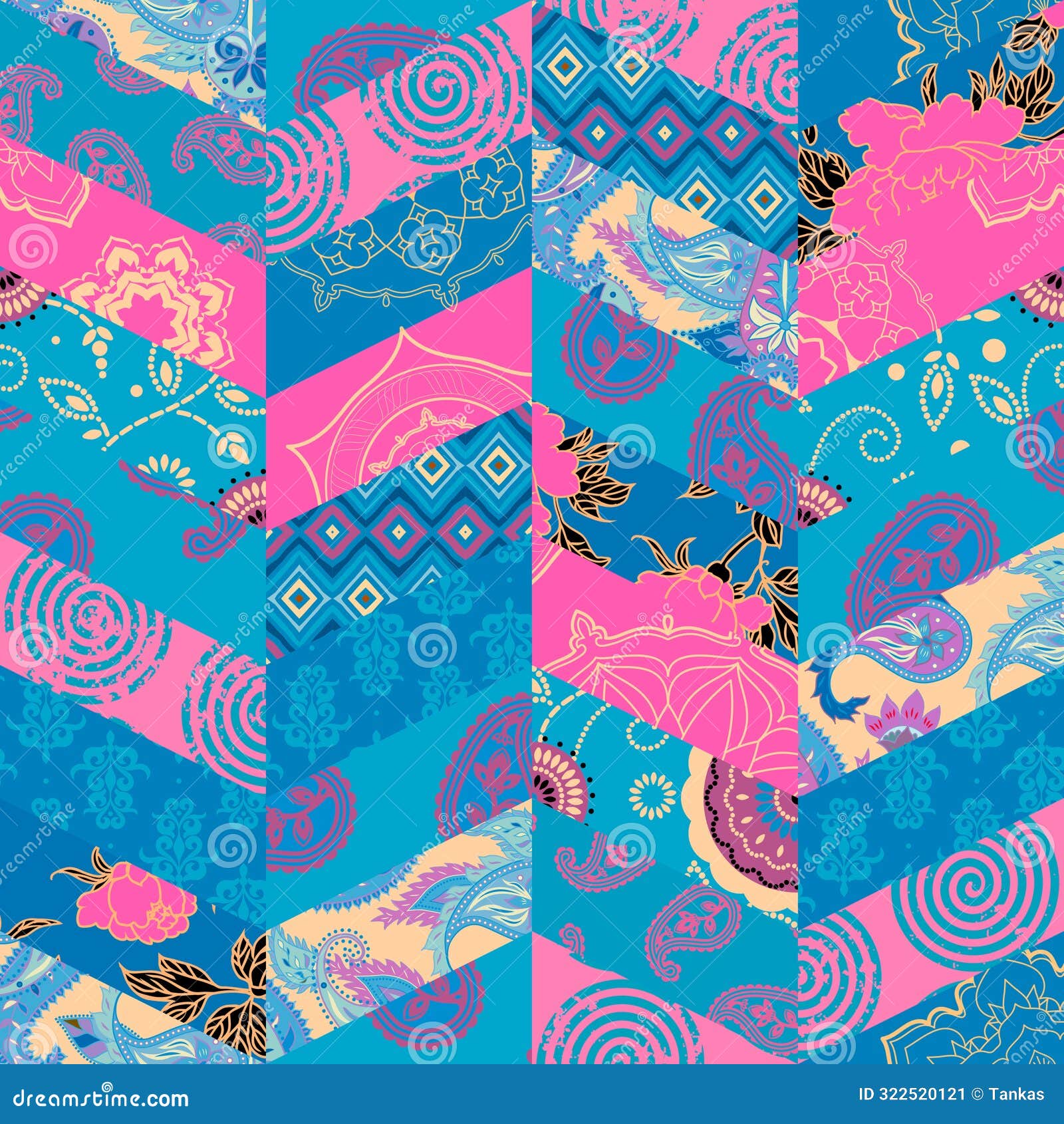 Quilting Design Patchwork Plaid Pattern Pink Colours. Vector Pattern ...