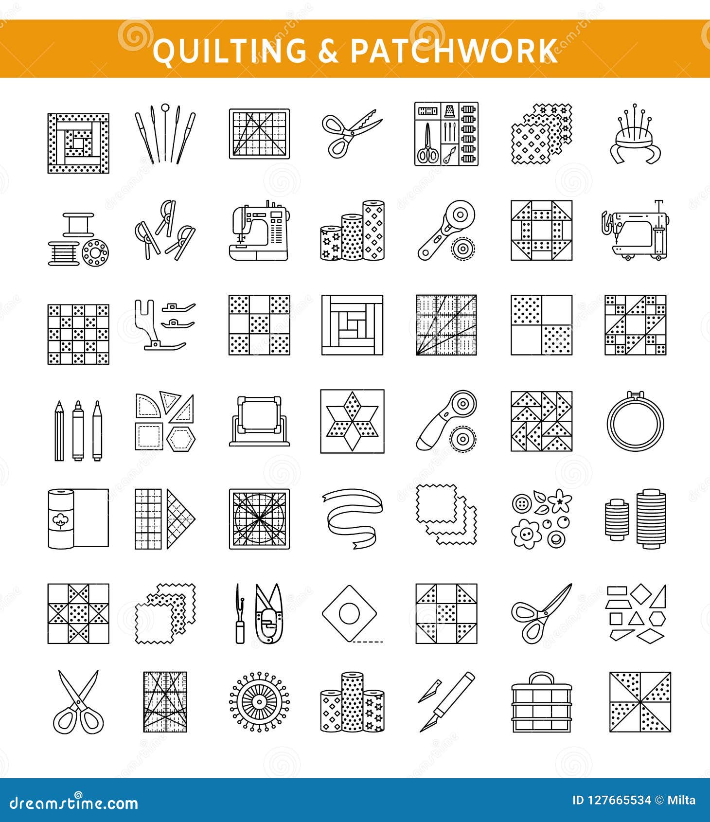 Quilting & Patchwork. Supplies and Accessories for Sewing Quilts Stock ...