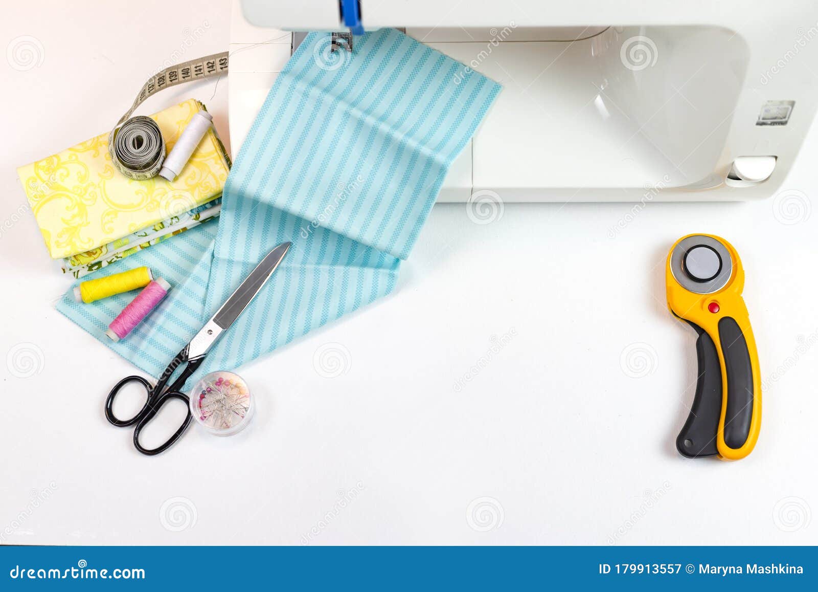 Quilting Tools on the Table. Patchwork Knife, Scissors, Lined Cutting ...