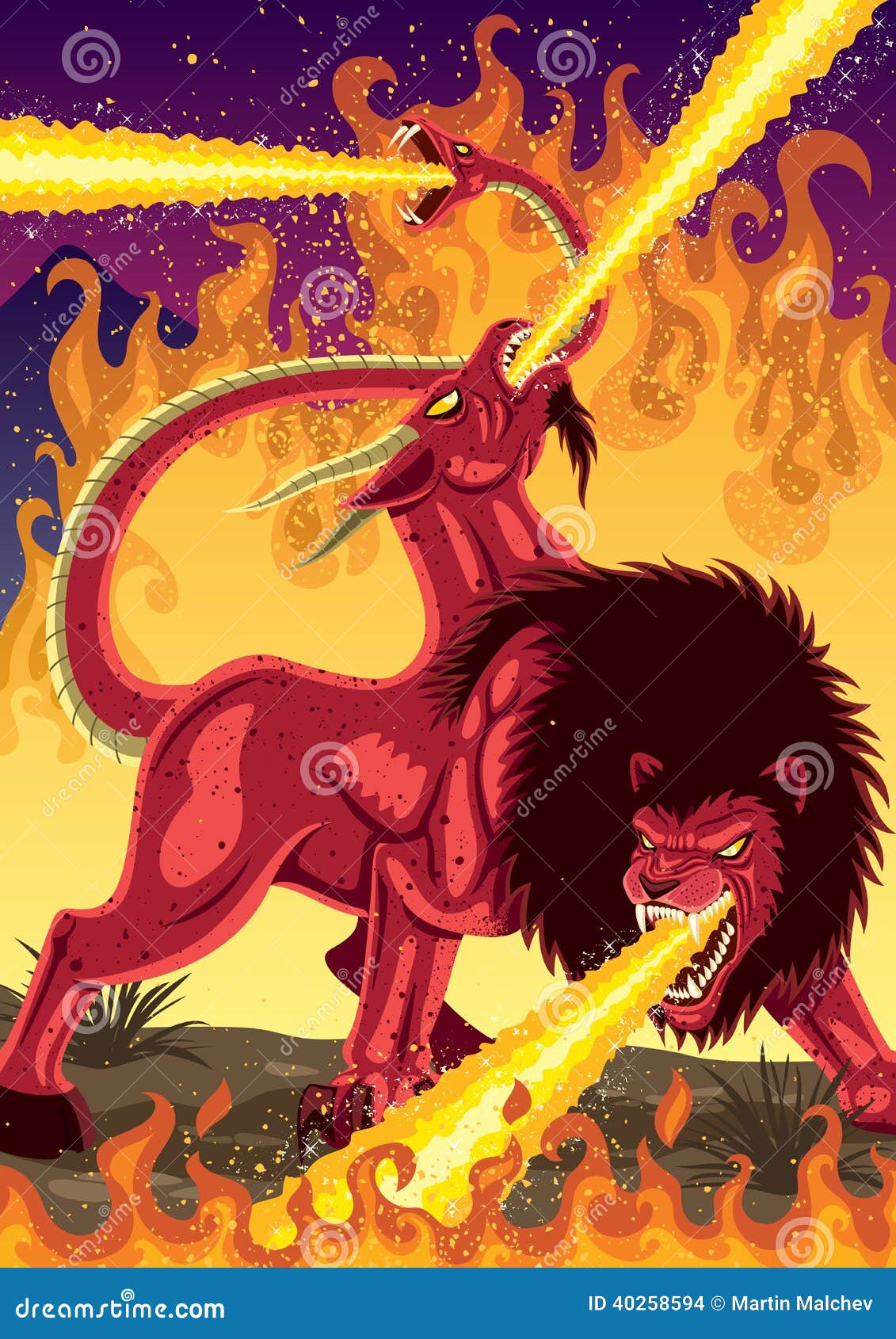 Quimera ilustración del vector. Ilustración de fuego - 40258594