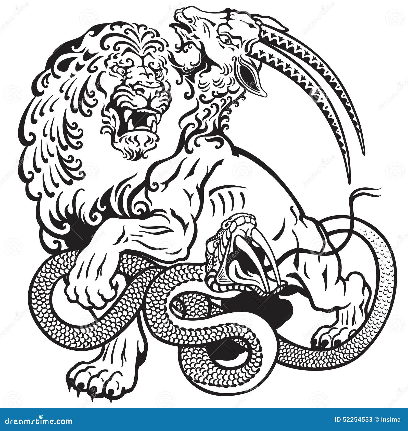 Quimera ilustración del vector. Ilustración de cuento - 52254553