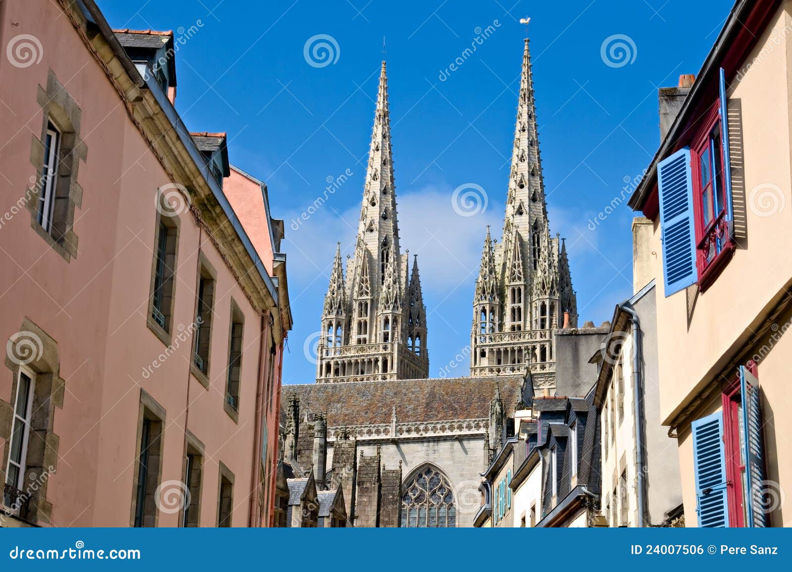 Quimper, Cathedral and Timbered Stock Photo - Image of historical ...